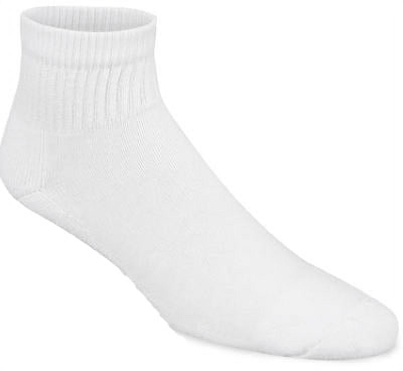 3 Pack Medium White Quarter Athletic Sock Welt Top 3x1 Mock Rib Leg Cu ...