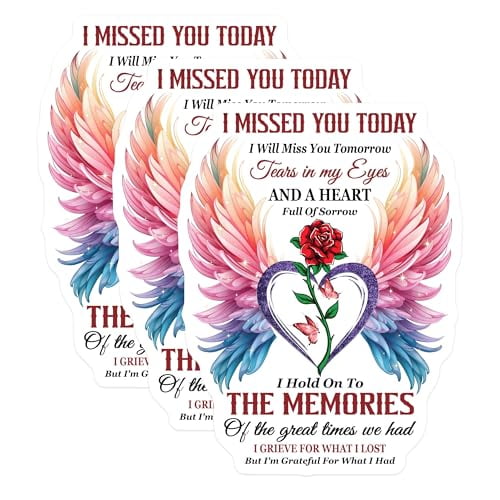 (3 Pack) Memorial Decals - Loss Remembrance - Angel Wings and Heart ...