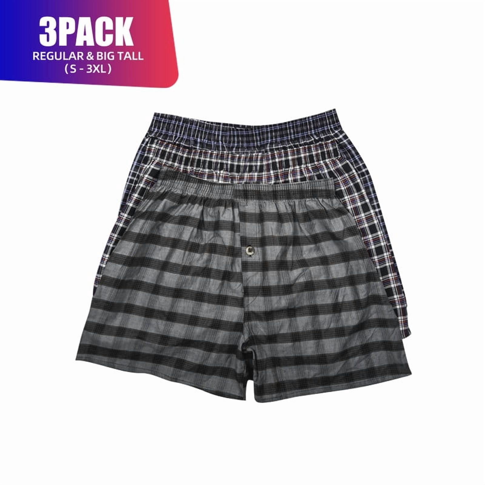 3 Pack Men's 100% Cotton Boxer Shorts Premium Cotton Random Mixed Color ...