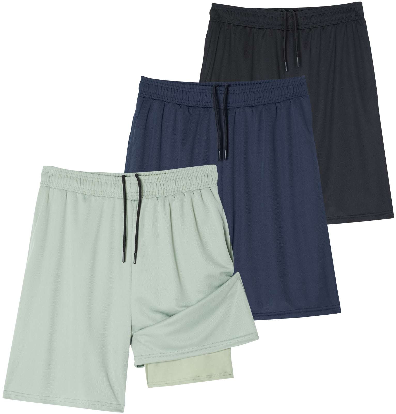 3 Pack: Men's 2 in 1 Dry-Fit 7" Running Shorts with Compression Liner ...