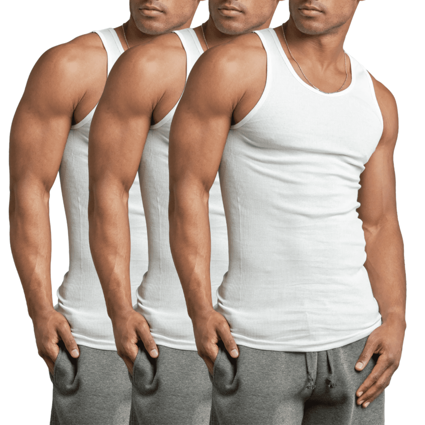 3 Pack Men's A-Shirts 100% Cotton Ribbed Underwear Tank Top Solid ...