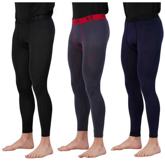 3 Pack: Men's Active Compression Pants - Workout Base Layer Tights ...