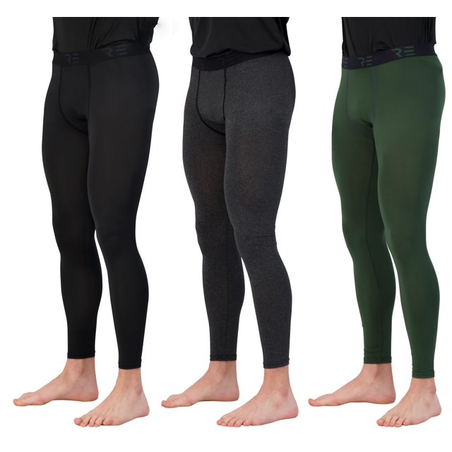 3 Pack Mens Active Compression Pants Workout Base Layer Tights