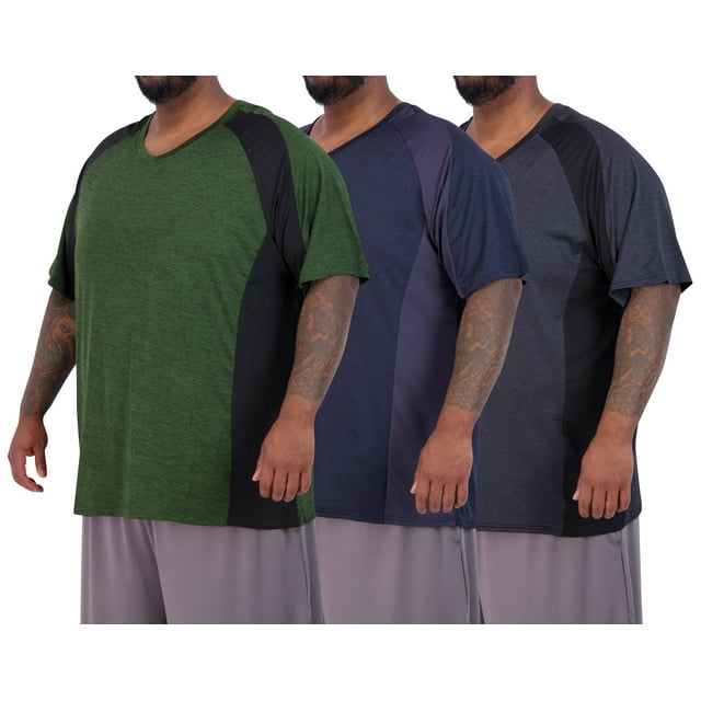 3 Pack: Men’s Big & Tall V-Neck Short-Sleeve Tech Stretch Dry-Fit T ...