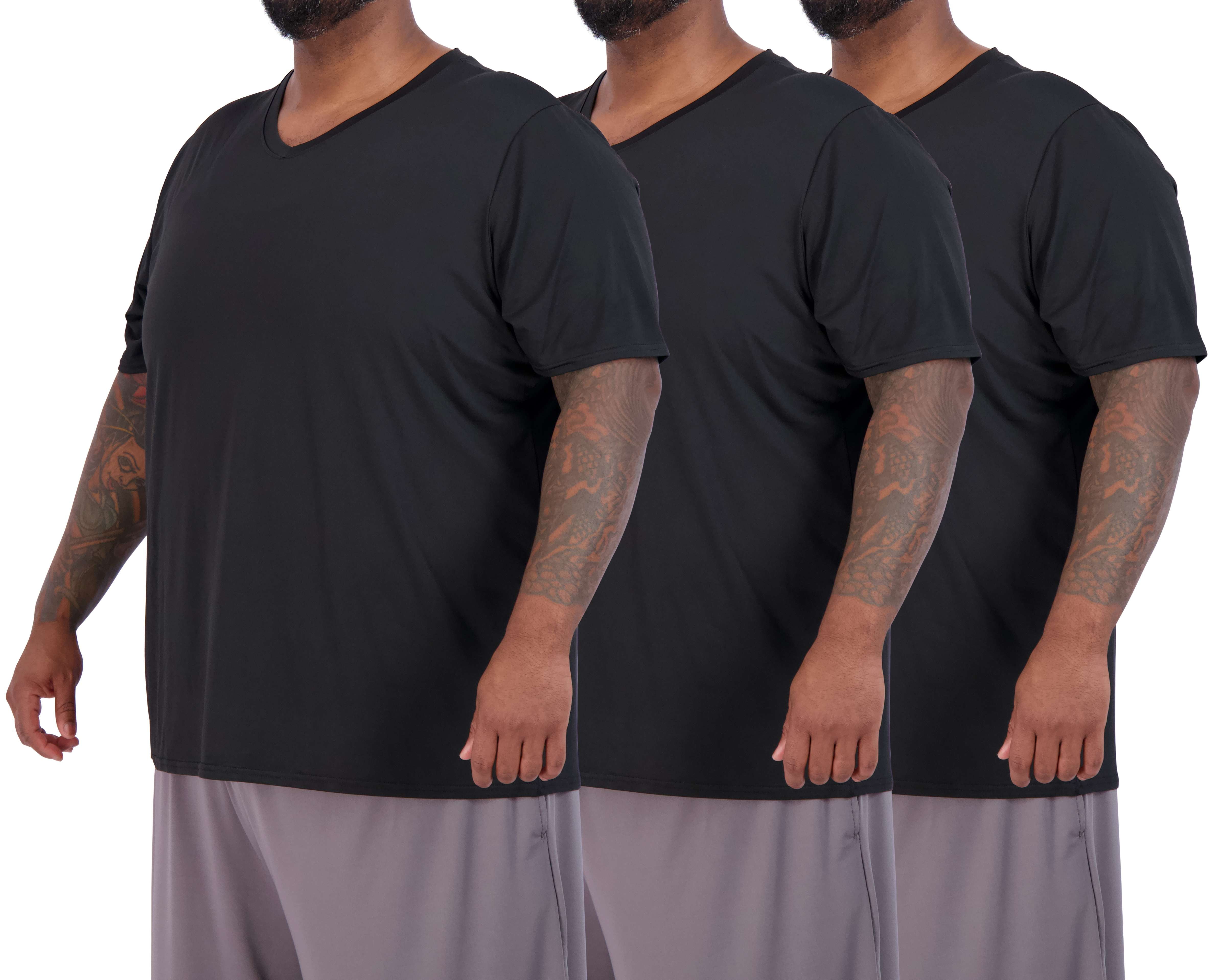 Real Essentials 3 Pack: Mens Big & Tall V-Neck Short-Sleeve Tech ...