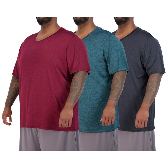 3 Pack: Men’s Big & Tall V-Neck Short-Sleeve Tech Stretch Dry-Fit T ...