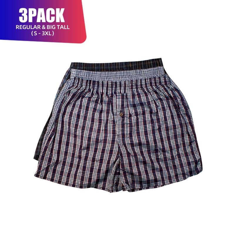 3 Pack Men's Cotton Blend Boxer Shorts Random Mixed Color Pack Woven ...