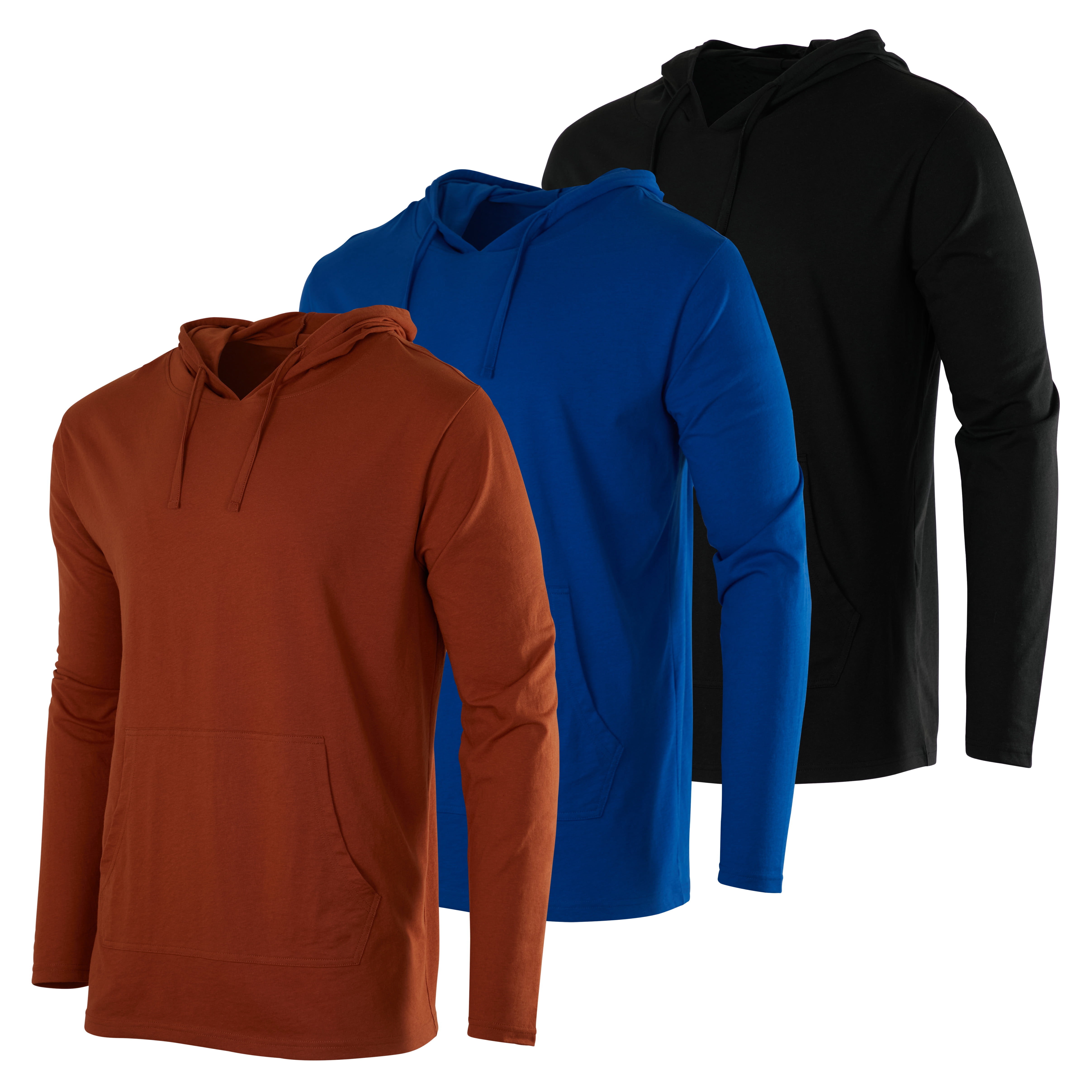 3 Pack: Men's Cotton Lightweight Casual Pullover Drawstring Hoodie With ...
