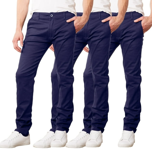 3-Pack Men's Flex Stretch Slim Fit Cotton Everyday Chino Pants (31 ...