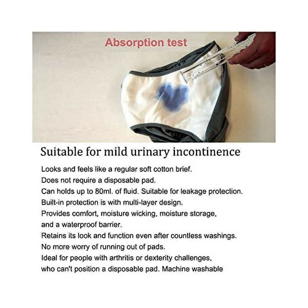 3-Pack Men’s Incontinence Underwear Cotton Regular Absorbency Reusable ...
