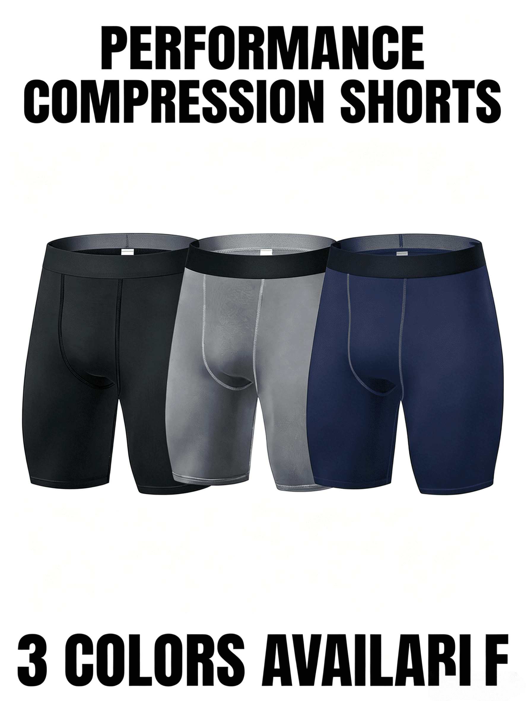 3-Pack Men's Outdoor Sports Compression Shorts High-Elasticity, Quick ...