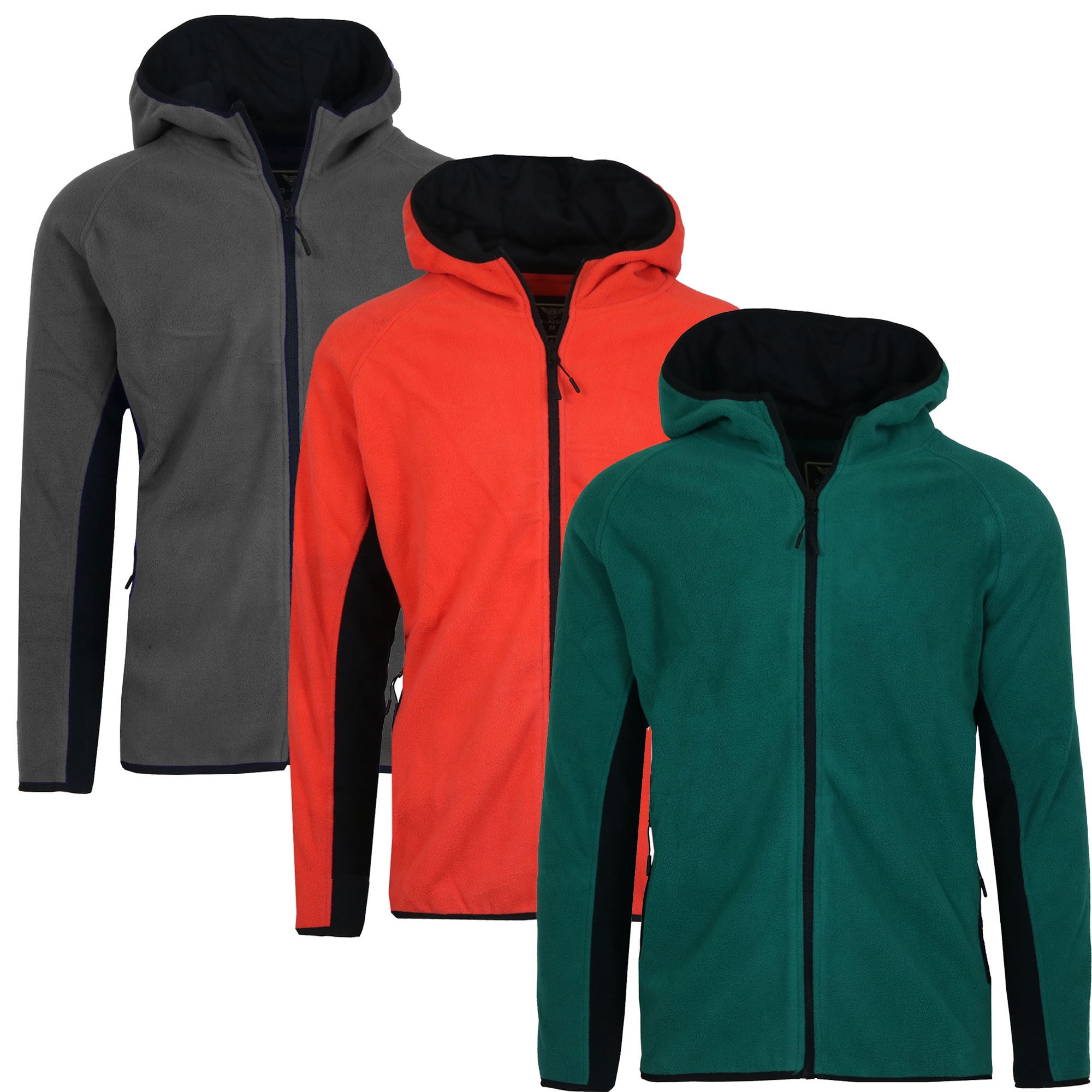 3-Pack Men's Polar Fleece Tech Zip Hoodie (S-2XL) - Walmart.com