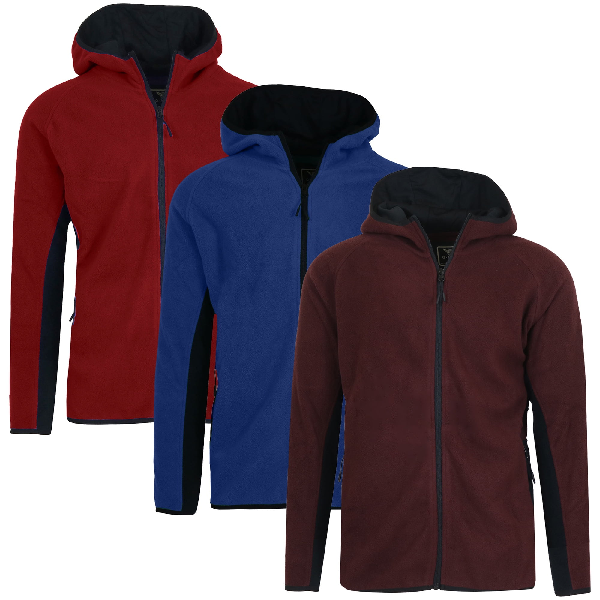 3-Pack Men's Polar Fleece Tech Zip Hoodie (S-2XL) - Walmart.com