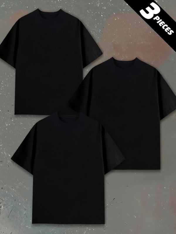 3-Pack Men's Short Sleeve Solid Crew Neck Regular-Fit Casual Summer ...