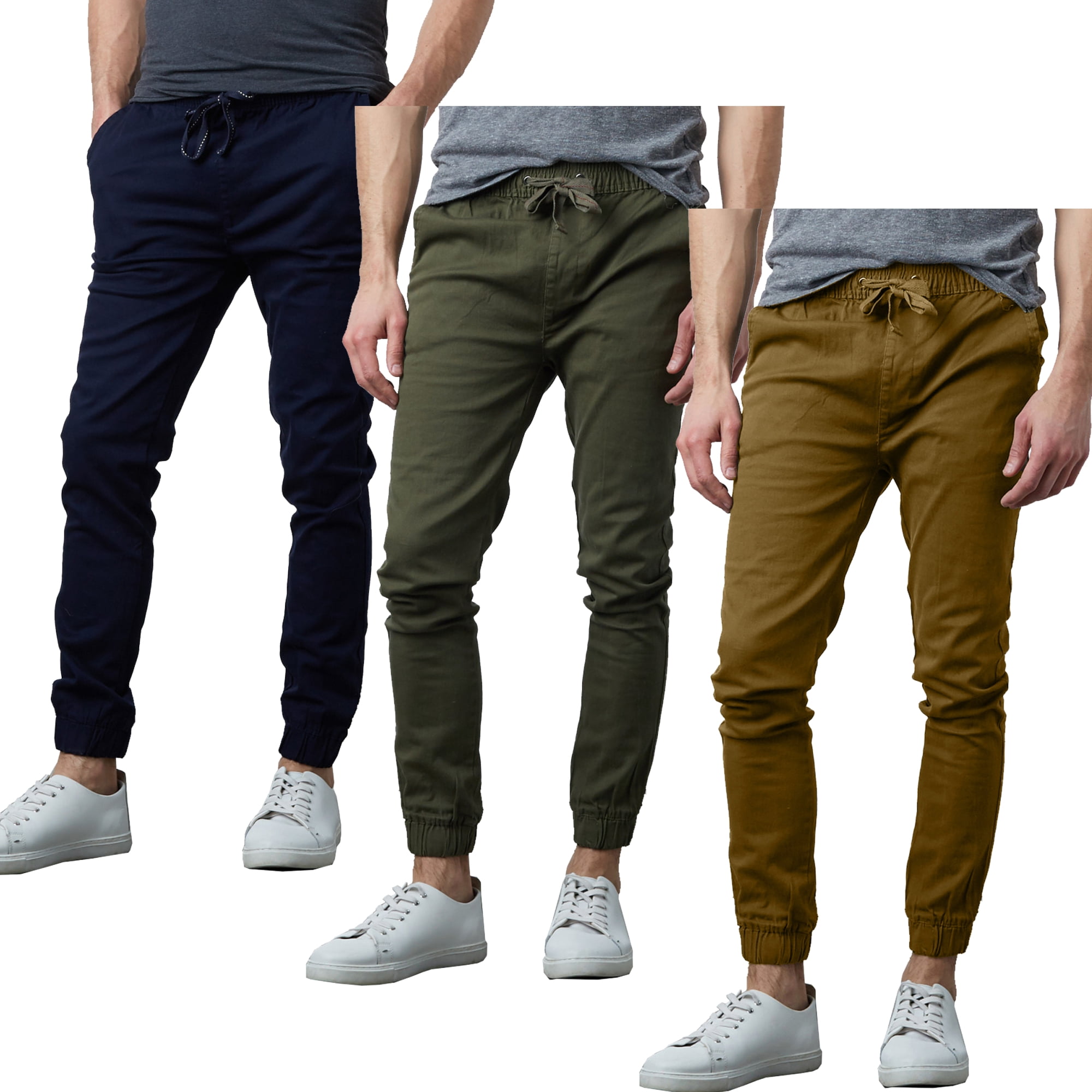 3-Pack Men’s Slim-Fit Twill Jogger Pants (S-2XL) - Walmart.com
