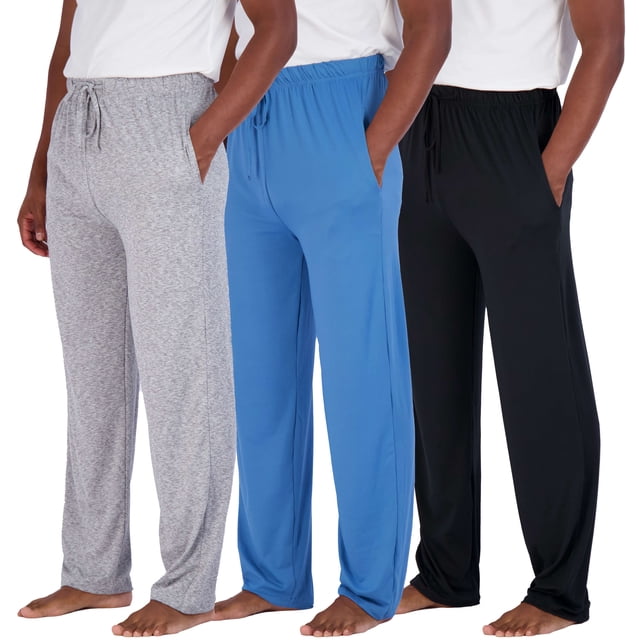 3 Pack: Men's Soft Pajama Lounge Pants with Drawstring & Pockets - 4 ...