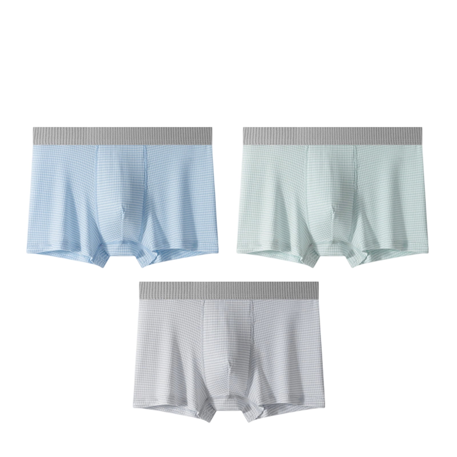 3 Pack Men's Striped Boxer Briefs Ultra Thin Breathable Elastic Waist ...