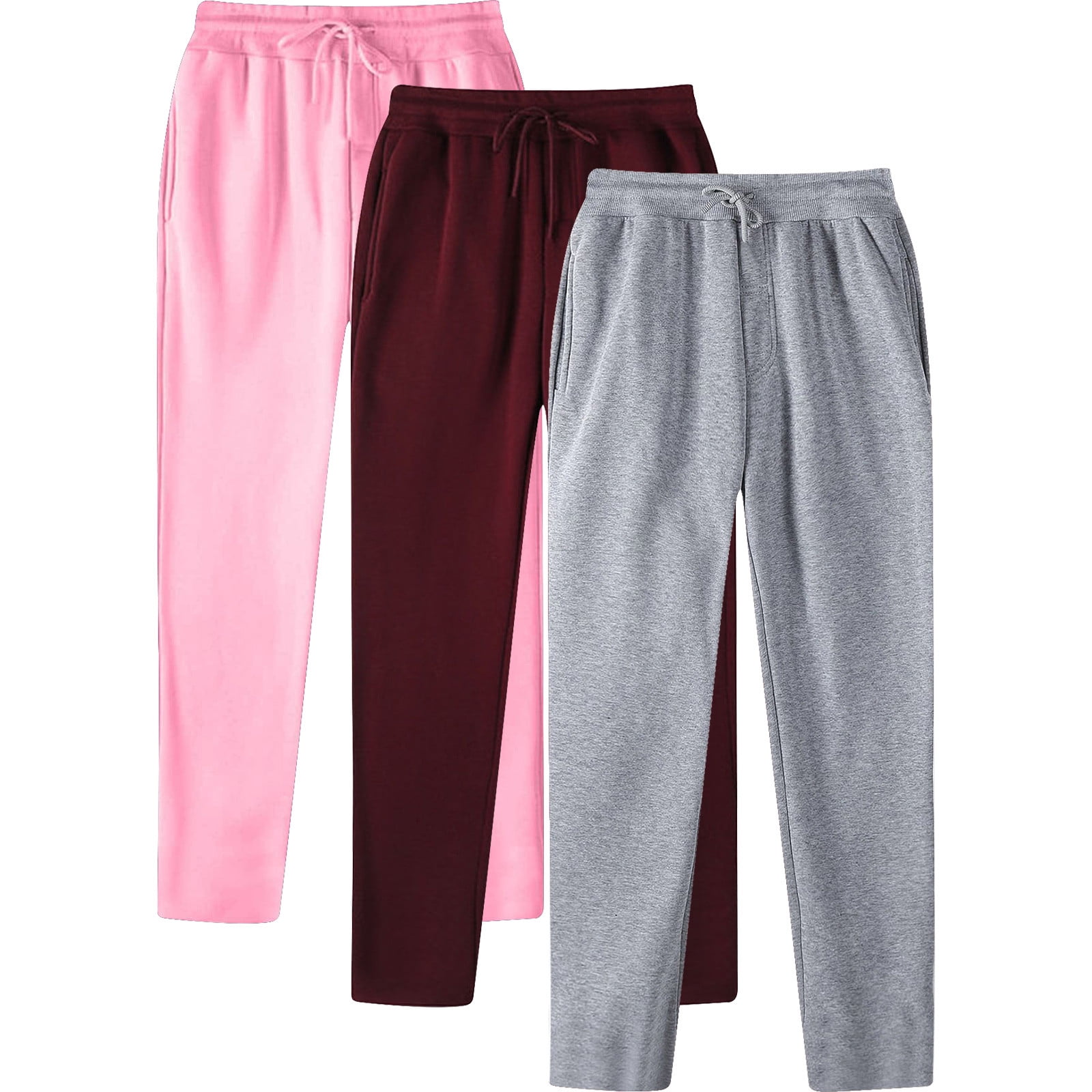 3 Pack Men's Sweatpants with Pockets Open Bottom Workout Trousers Loose ...