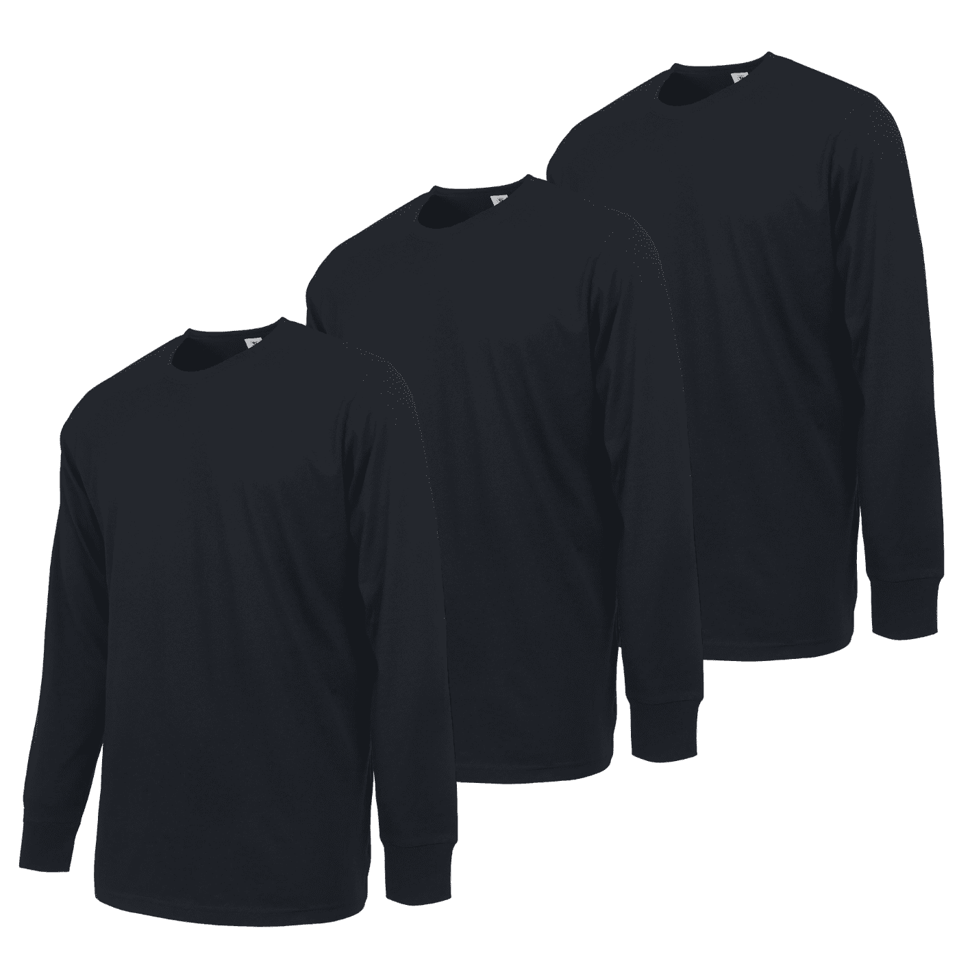 3 Pack Men's T-Shirts with Ridded Cuff Cotton Long Sleeve Crew Neck ...