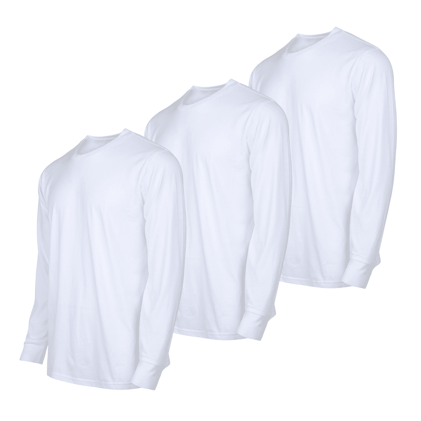 3 Pack Men's T-Shirts with Ridded Cuff Cotton Long Sleeve Crew Neck ...