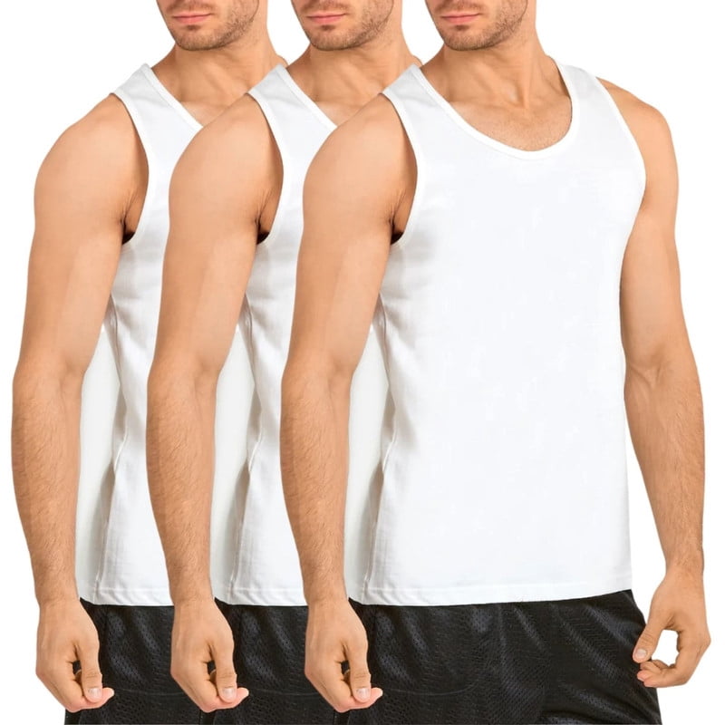 3 Pack Men's Tank Tops Premium Cotton Heavyweight Muscle Tanks ...