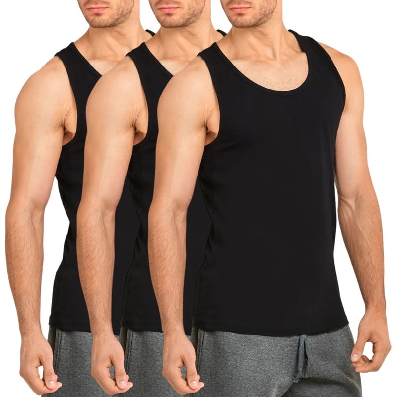 3 Pack Men's Tank Tops Premium Cotton Heavyweight Muscle Tanks ...