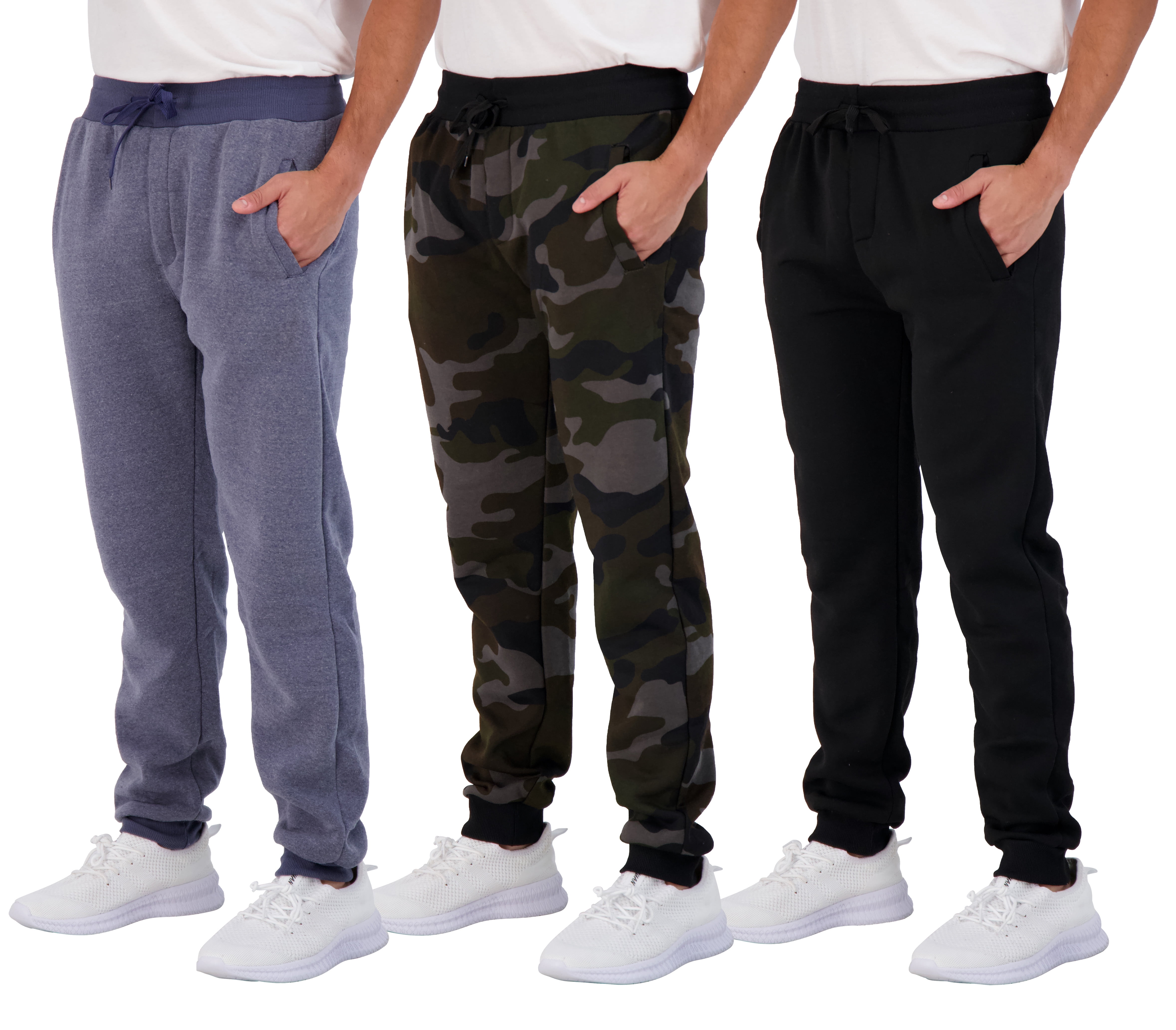 Real Essentials 3 Pack: Men's Tech Fleece Ultra-Soft Warm Jogger ...