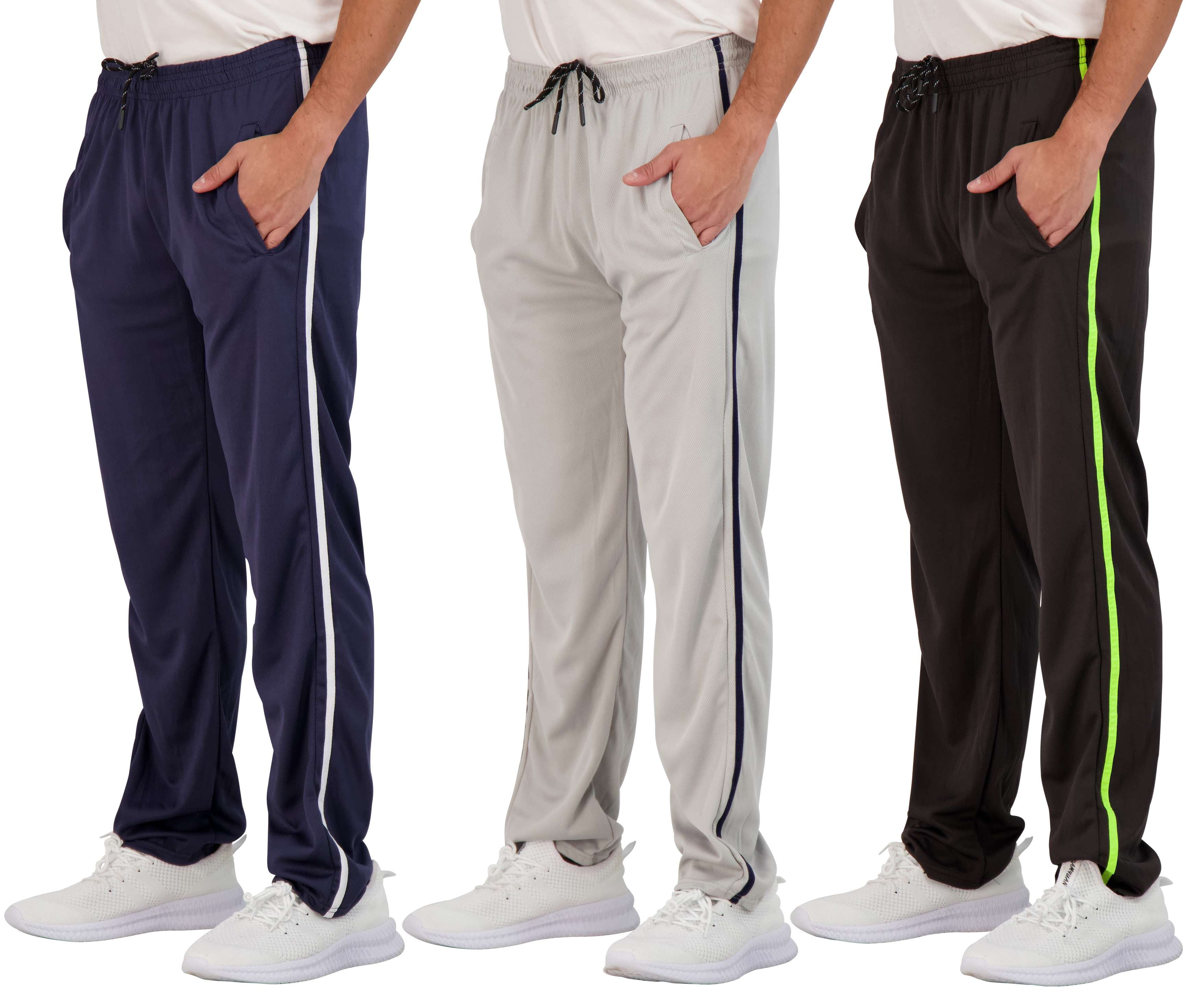 Real Essentials 3 Pack: Men's Mesh Open Bottom Sweatpants Gym Active ...