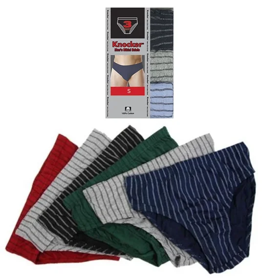 3 Pack Mens Bikinis Briefs Underwear 100% Cotton Lined Knocker Size ...