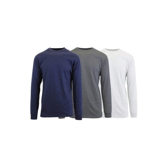 3-Pack Mens Long Sleeve Crew Neck Solid Stretch Shirt In Navy ...