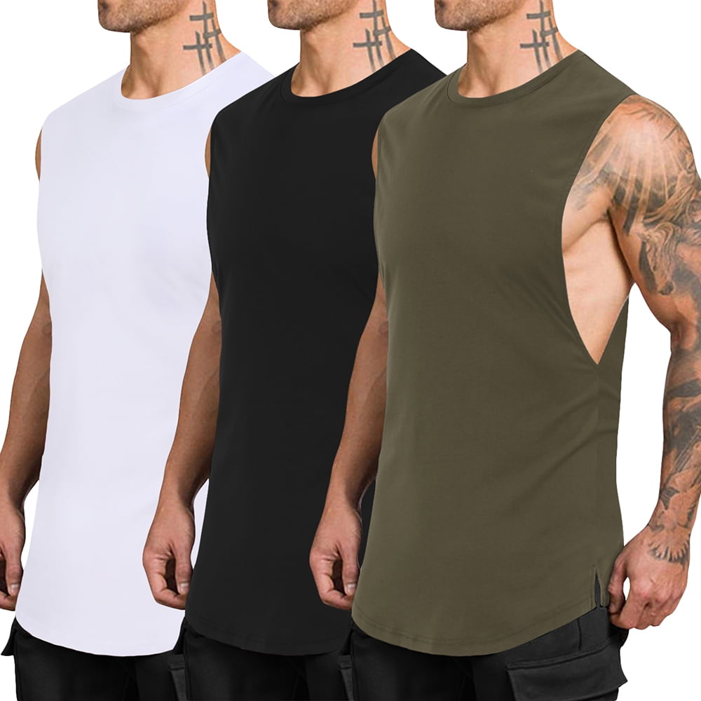 3 Pack Mens Muscle Tank Tops Quick Dry Sleeveless Cut Off Shirts ...