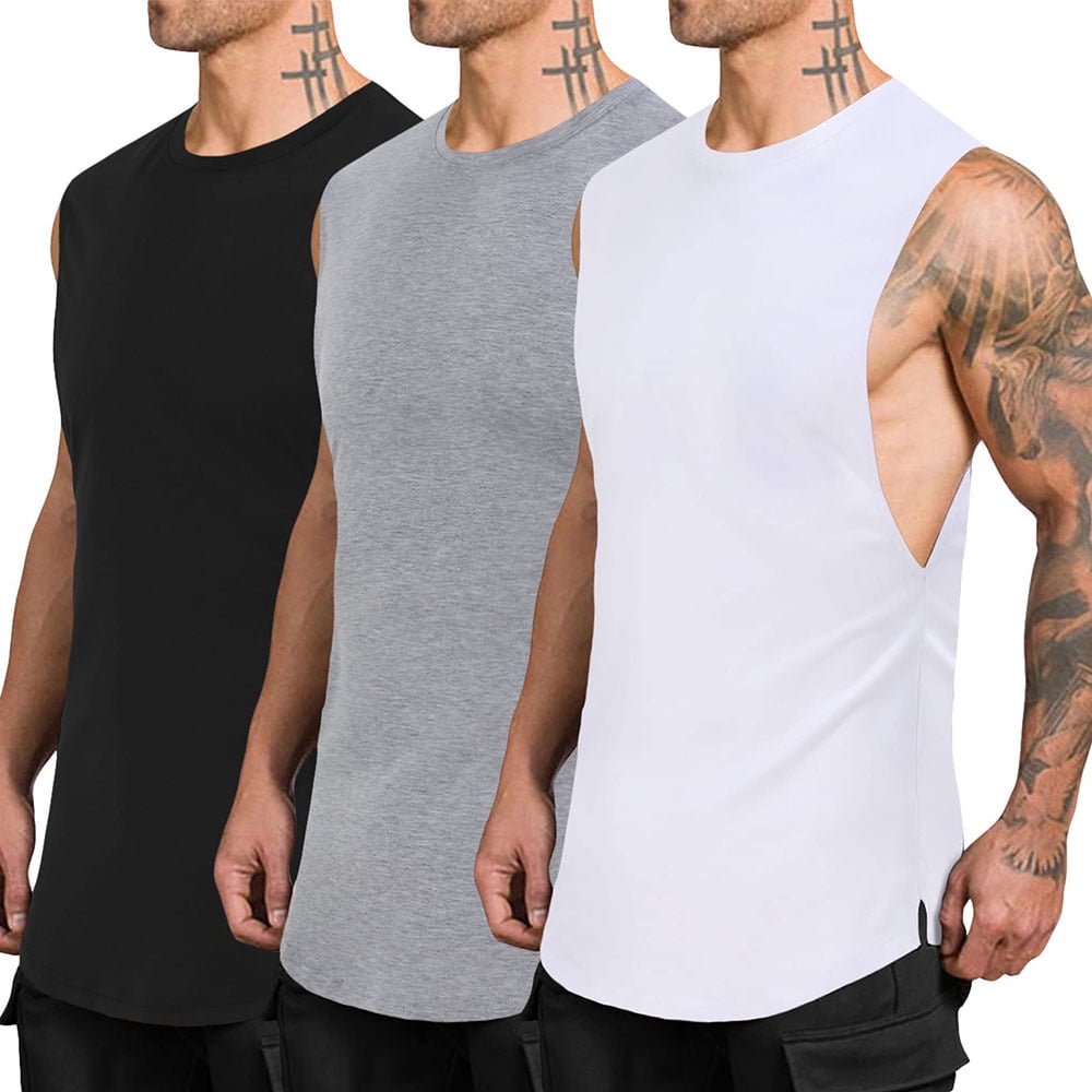 3 Pack Mens Muscle Tank Tops Quick Dry Sleeveless Cut Off Shirts ...
