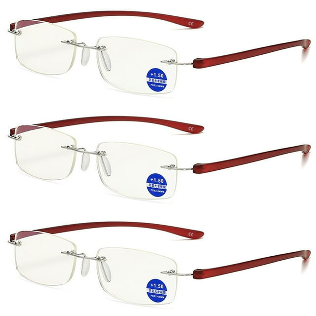 3 Pack Mens Rimless Reading Glasses Blue Light Blocking TR Readers Presbyopic glasses - Walmart.com