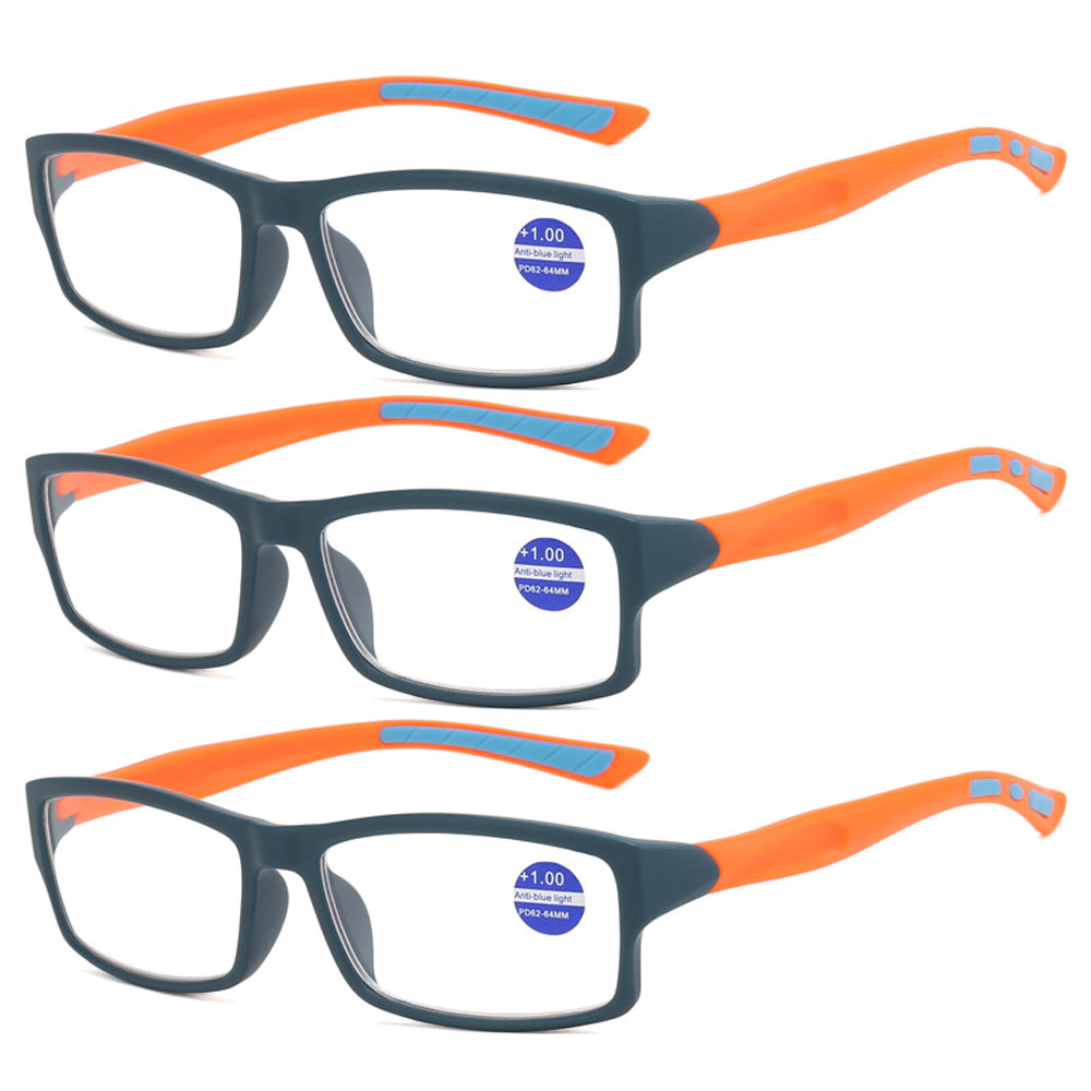 3 Pack Mens Rimmed Sport Reading Glasses +1.5, Womens Blue Light ...