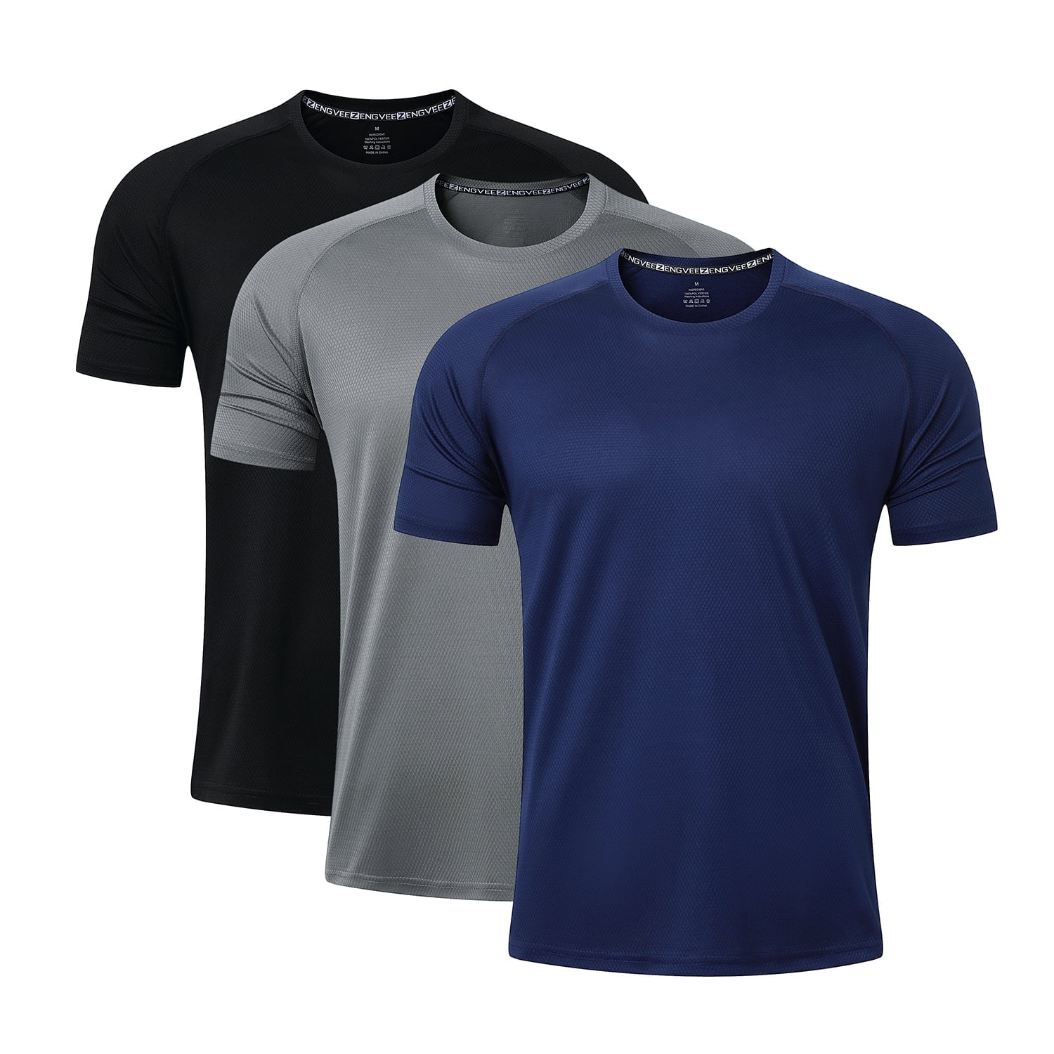 3 Pack Mens Running T Shirts Gym Clothes Shirts Dry Fit Moisture ...