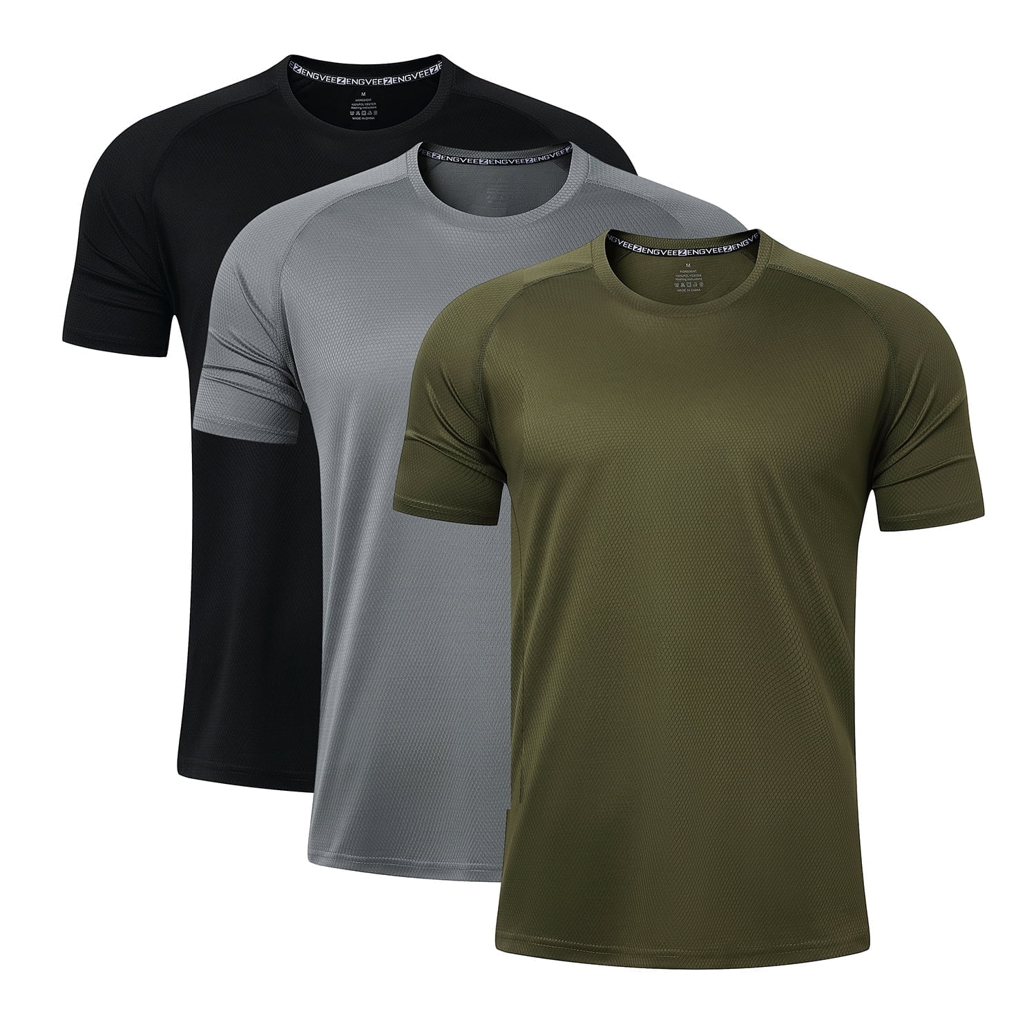 3 Pack Mens Running T Shirts Gym Clothes Shirts Dry Fit Moisture ...