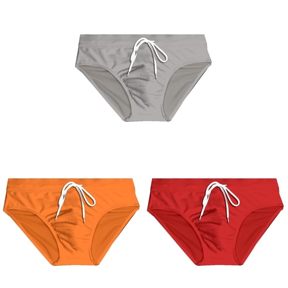 3 Pack Mens Swim Briefs Quick Dry Drawstring Underpants Sport Swimsuit ...