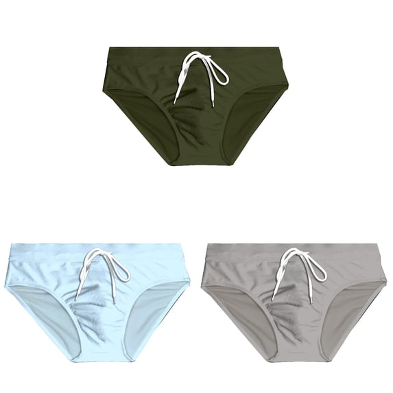 3 Pack Mens Swim Briefs Quick Dry Drawstring Underpants Sport Swimsuit ...