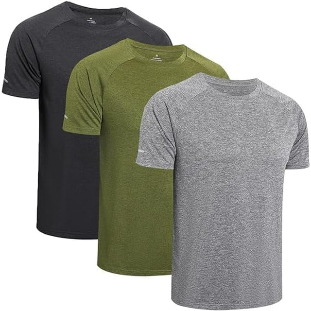 3 Pack Mens T Shirts Dry Fit Gym Tops for Men Crew Neck Running Top ...