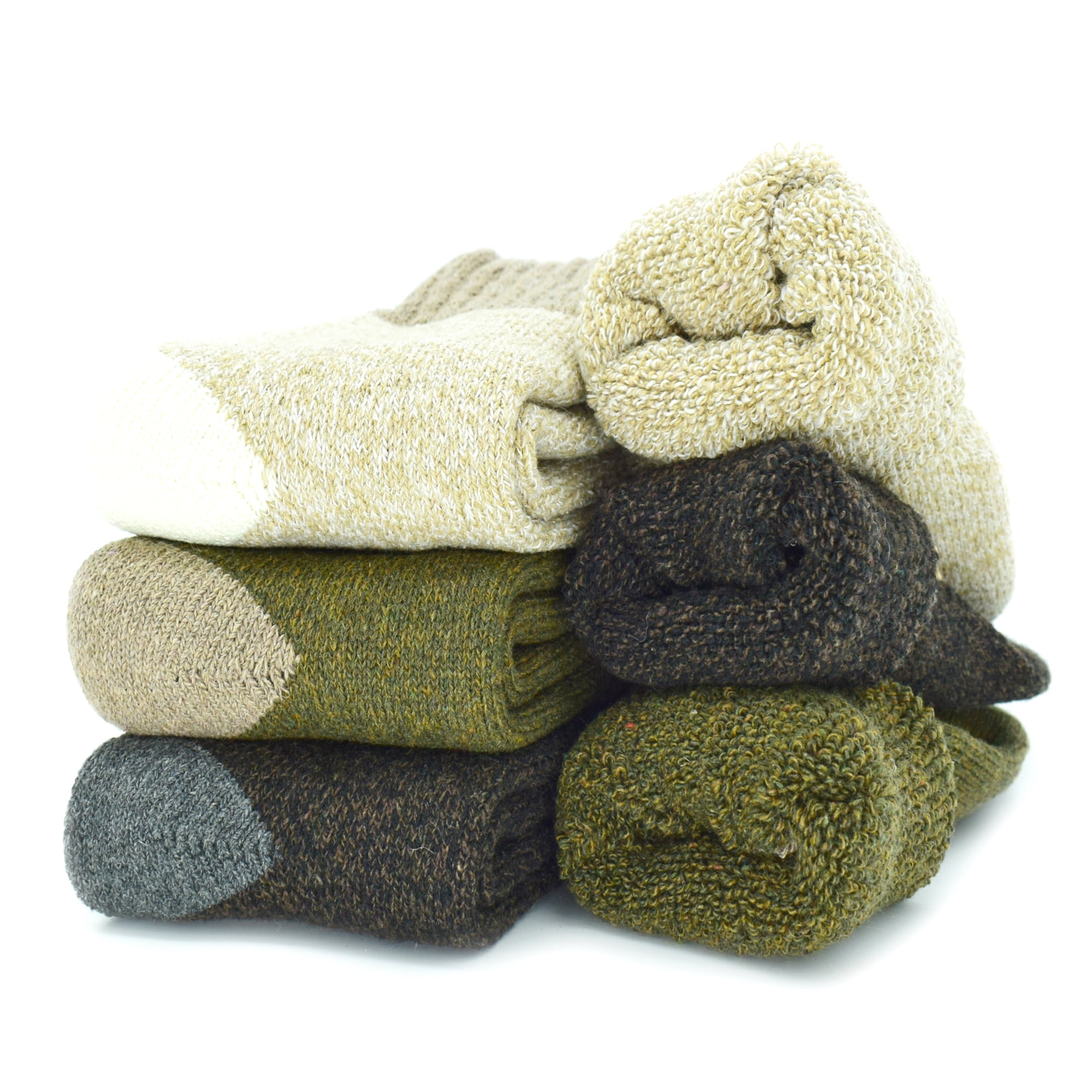 3 Pack Mens Wool Crew Socks Heavy Thick Warm Winter Sock Vintage Knit ...