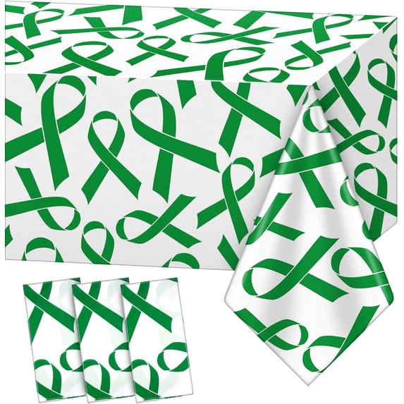 3 Pack Mental Health Awareness Tablecloths Green Ribbon Disposable ...