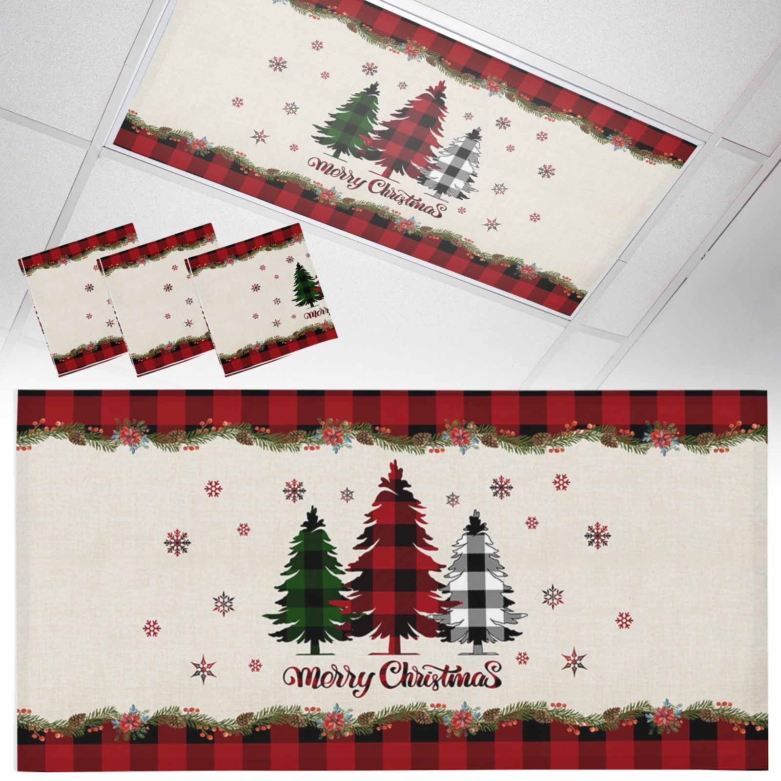 3 Pack Merry Christmas Fluorescent Light Covers for Ceiling Lights ...