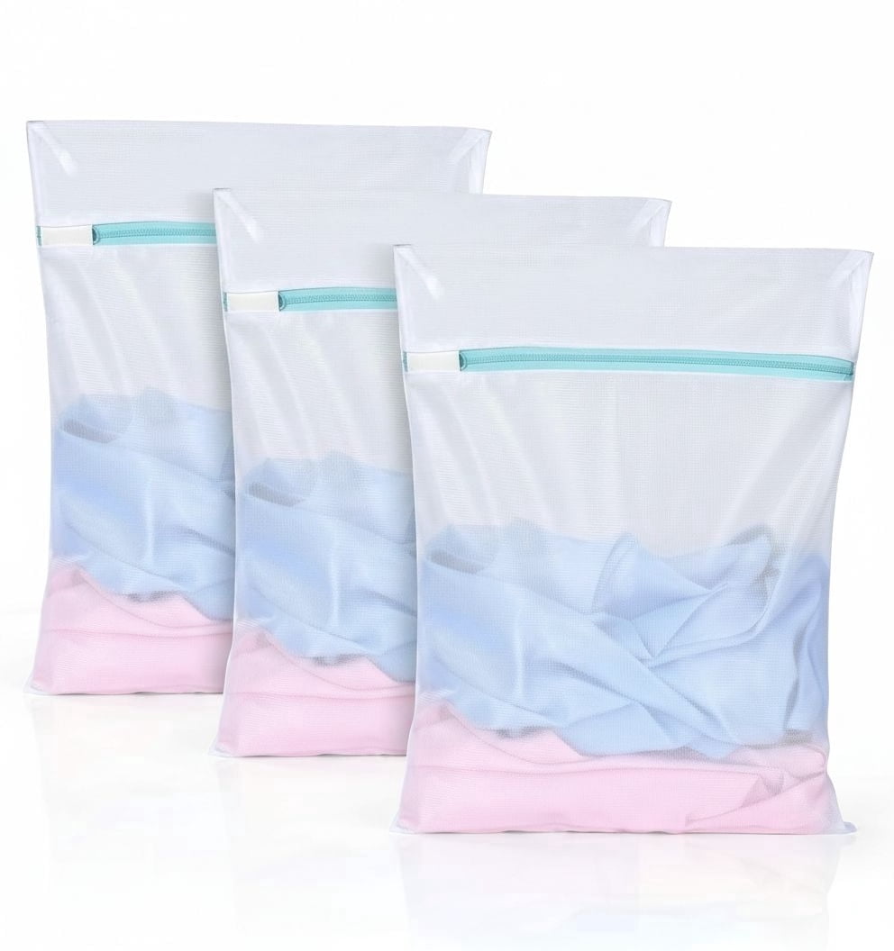 3 Pack Mesh Laundry Bag for Delicates Garment Wash Bag Zippered Large ...