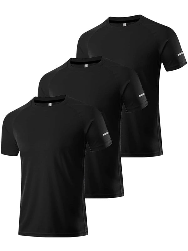 3 Pack Mesh Workout Shirts for Men Dry Fit Gym Shirts Quick Dry Athletic Short Sleeve T-Shirt ...