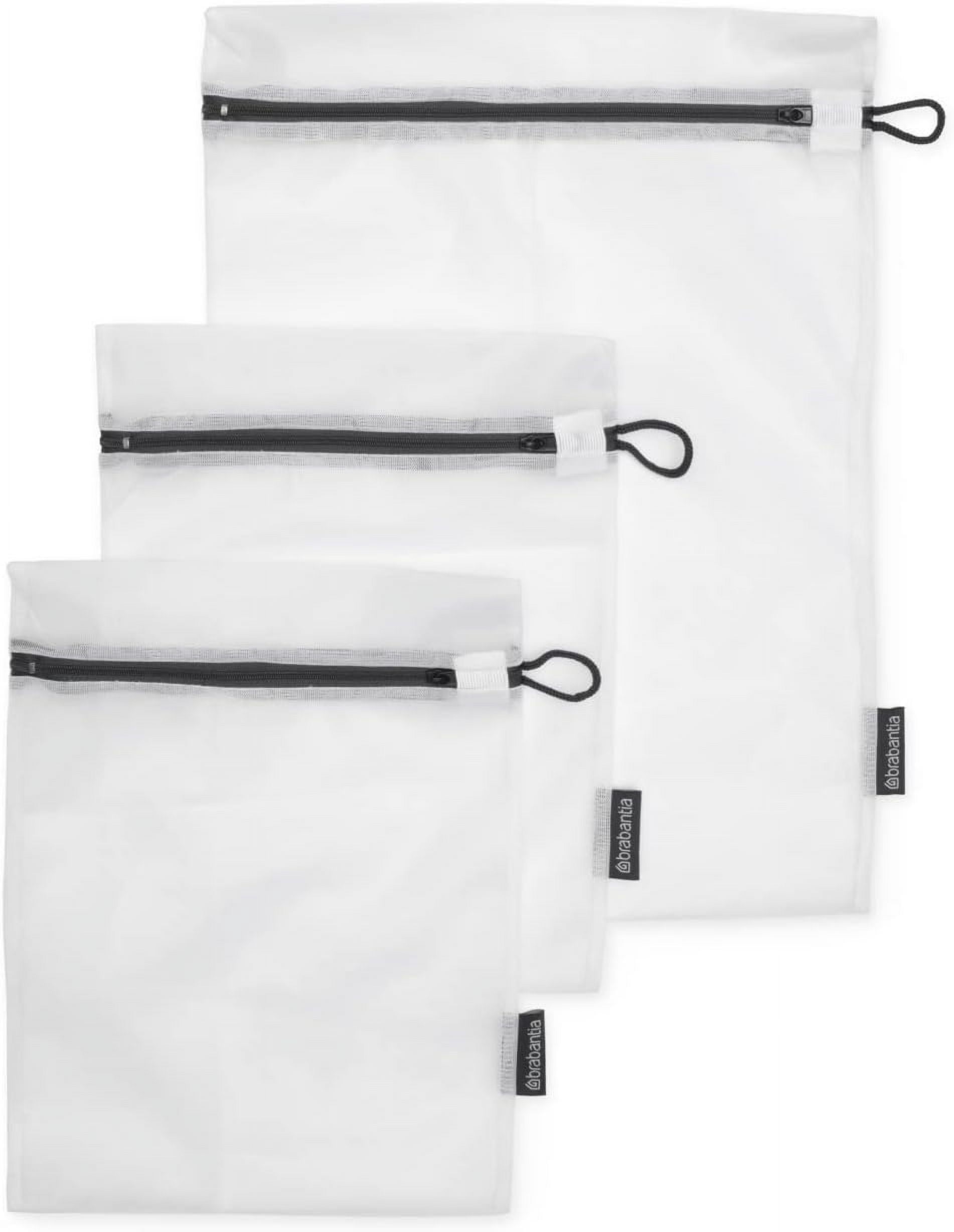 3-Pack Mesh Zip Up Laundry Bags (White) for Washing Machine Delicates ...
