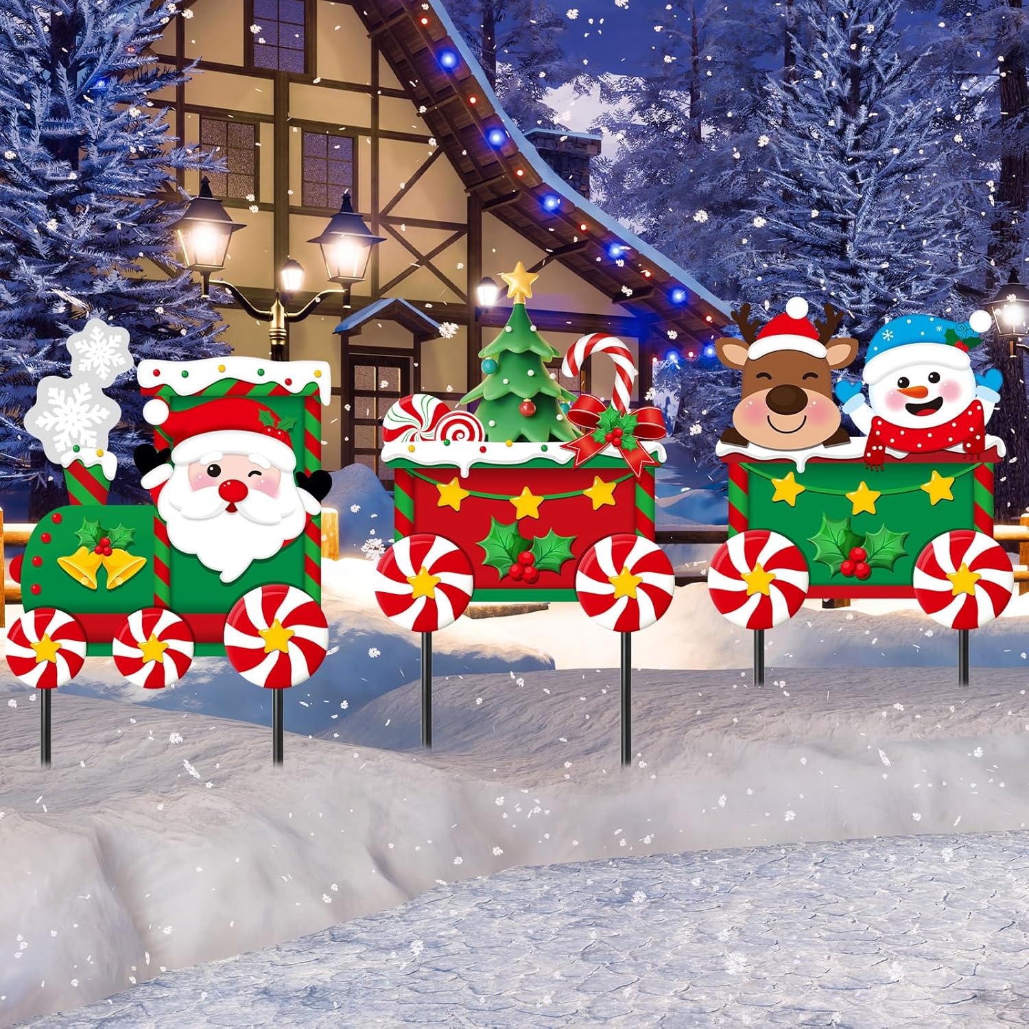 3 Pack Metal Christmas Yard Signs Decor Christmas Yard Stakes Outdoor ...