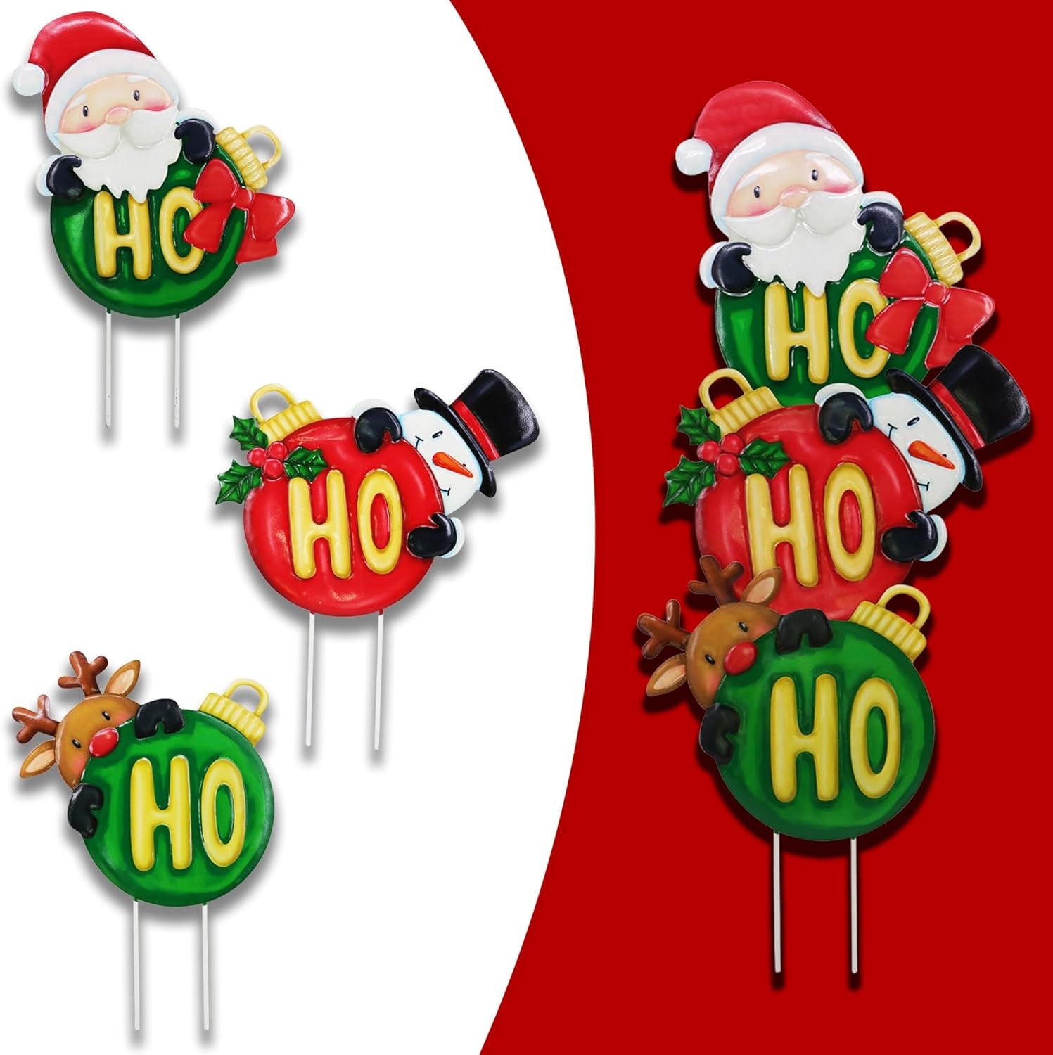 3 Pack Metal Christmas Yard Signs Decor for Multiple Stacked,Voumsil ...