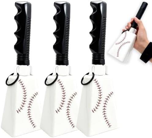 3 Pack Metal Cow Bells with Handle Cowbell for Sporting Events Cow Bell ...