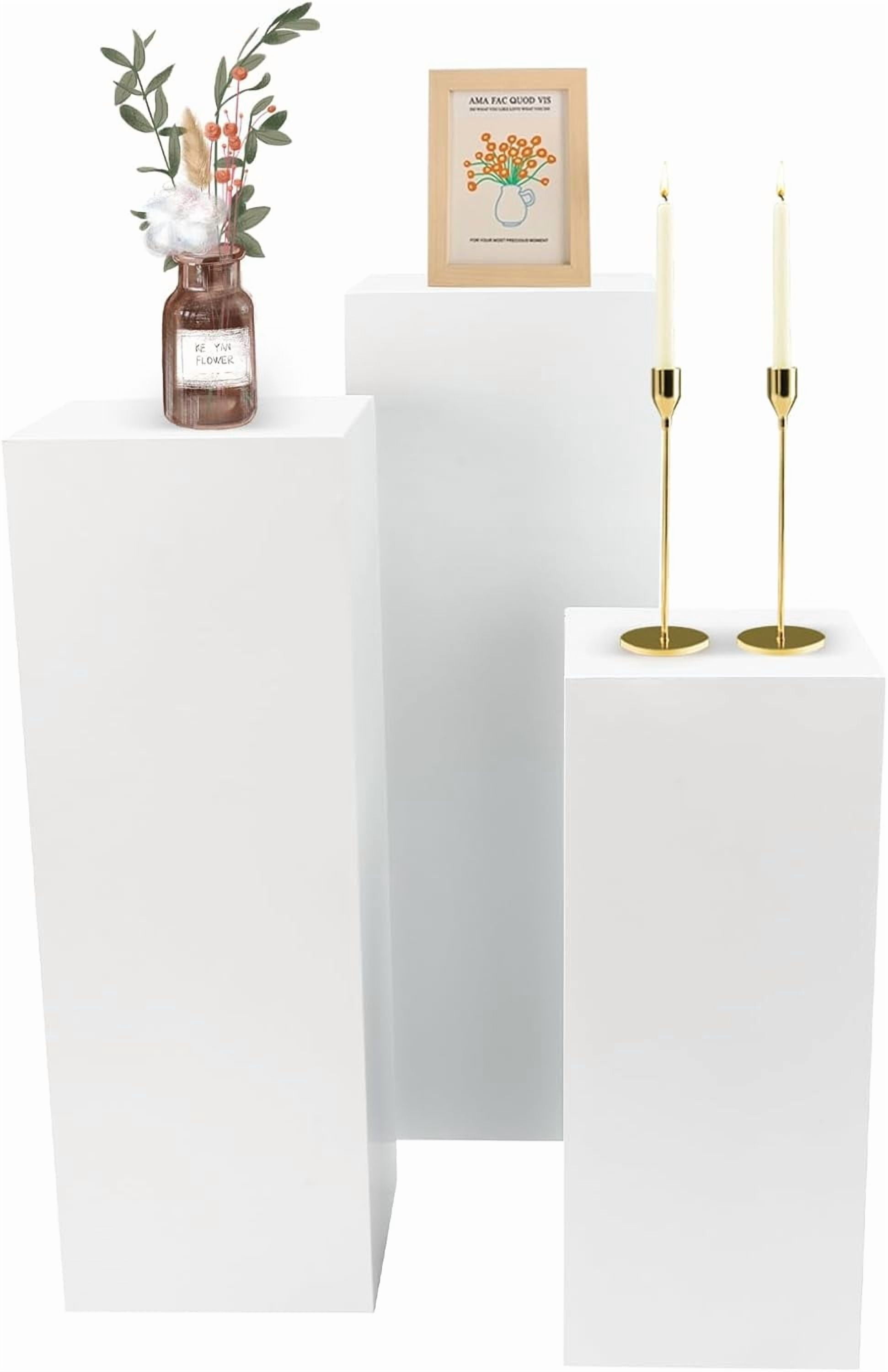3-Pack Metal Display Pedestal Stands, Square Modern White Wedding ...