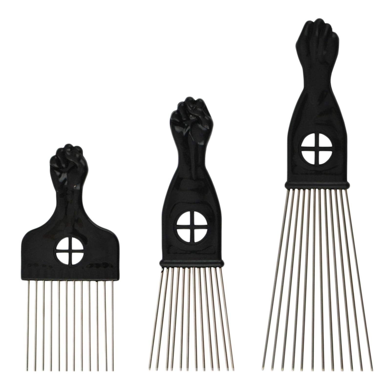 3 Pack Metal Hair Pick - Wide Tooth Afro Pick for Men , Hair pick for ...